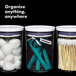 OXO Good Grips 3-Piece Mini Round POP Canister, Set 3X 0.6L, Transparent, 600 Millilitre