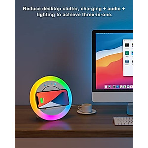 SIDVAR Bluetooth Speaker Night Lightsr, Wireless Charging Modern Speaker,Best Teenage Birthday Gift Ideas,Gifts for Women, Men, Dad, Mom(5W Wireless Charging