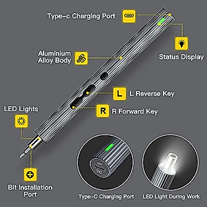 58 in 1 Electric Screwdriver Set, UF-TOOLS Rechargeable Cordless Screwdriver Kit, Precision Repair Tool Kit with 50 Bits, LED Lights, Charging Cable, Carrying Case, for Watches, Phones, Glasses