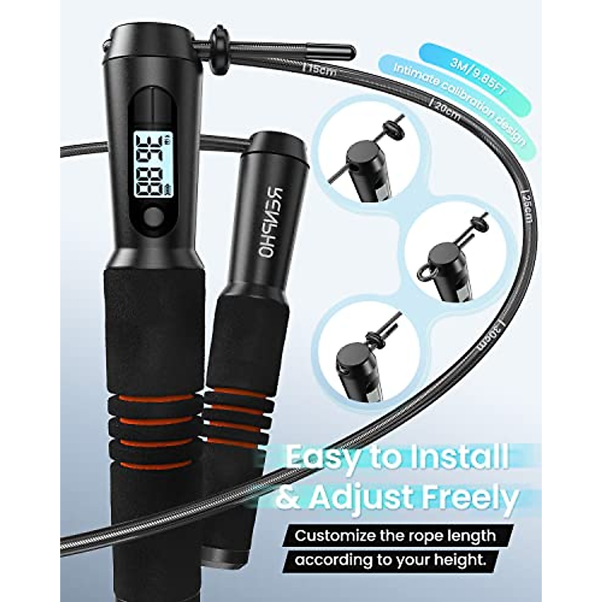 RENPHO Smart Jump Rope, Fitness Skipping Rope with APP Data Analysis, Workout Ropes for Home Gym, Crossfit, Jumping Counter Exercise Men, Women