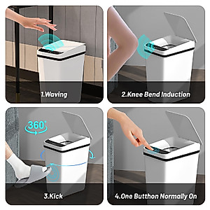 Procade 2Pack-2.5 Gal Bathroom Trash Can Sensor Motion, Slim Touchless Trash Bin with Lid,Plastic Electric Garbage Bin,Small Smart Automatic Garbage Can for Room (Black and White)