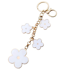 Giftale Women's Flower Bag Charms White Enameled Keychain Purse Accessories,#526-1D