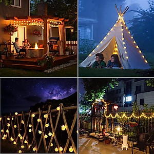 Sunlisky Solar String Lights Outdoor Waterproof 50LED 24.6FT Crystal Globe Light with 8 Lighting Modes,Solar Powered Patio Lights for Yard Garden Fence Porch Balcony Party Decoration (Warm White)