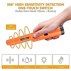 Metal Detector Pinpointer - Full Waterproof Handheld Pin Pointer Wand, High Accuracy Professional Handheld Search Treasure Pinpointing Finder Probe