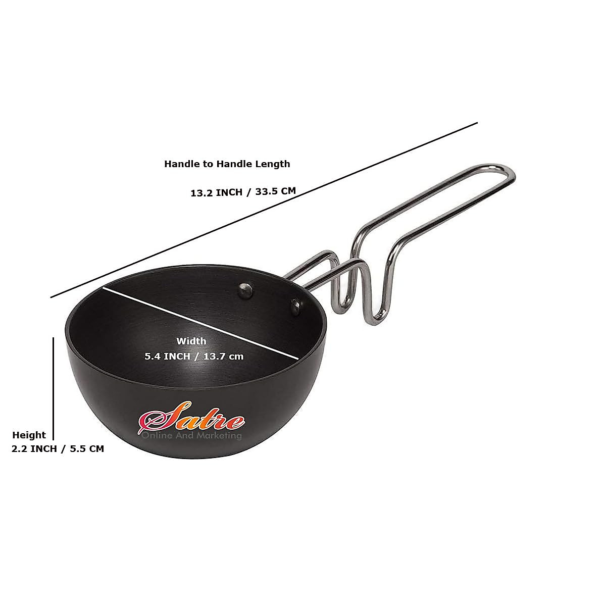 Hard Anodized Aluminium Tadka Pan Set of 2,Hard Anodized Mini Fry Pan/Tadka Pan,Dal Tadka Pan -Black and Silver