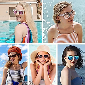 MEETSUN Polarized Sunglasses for Women Men Classic Retro Designer Style (Clear Frame/Pink Mirrored Lens, 54)