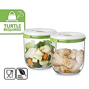 FOSA Vacuum Seal Food Storage System Reusable Large Containers, 2 pack, 45 oz size (Vacuum Pump not Included)