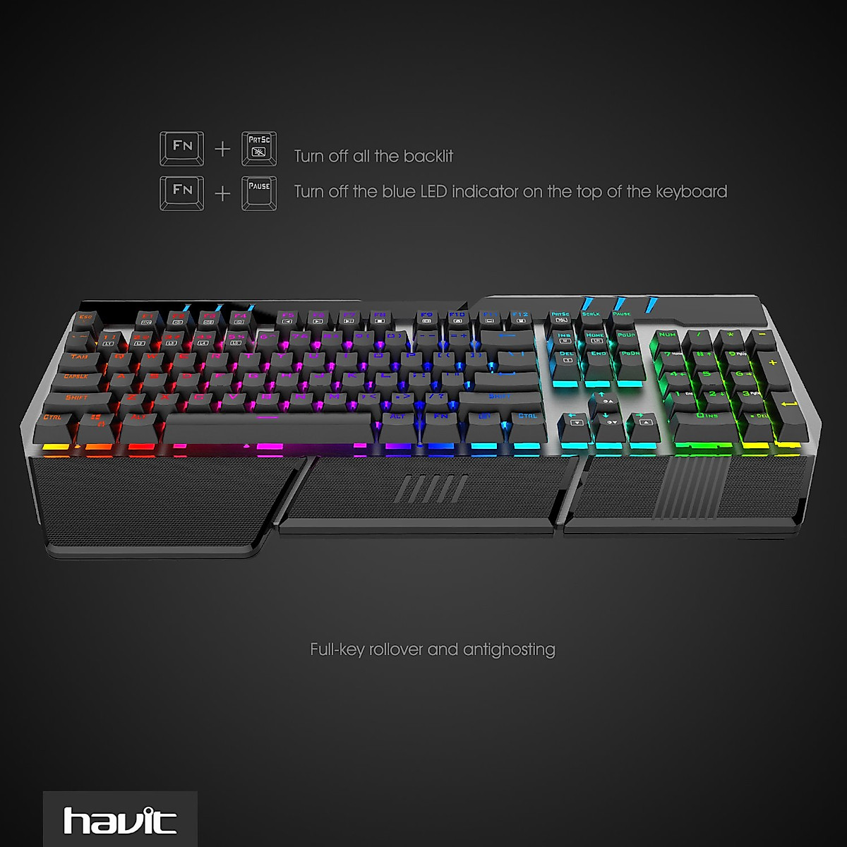 HAVIT RGB Backlit Wired Membrane Gaming Keyboard, Mechanical-Similar Typing/Gaming Experience (Black)