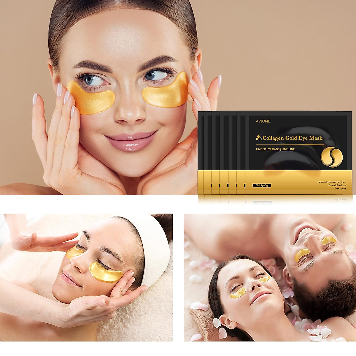 AVJONE 24K Gold Eye Mask (30 Pairs) – Puffy Eyes and Dark Circles Treatments – Relieve Pressure and Reduce Wrinkles, Revitalize & Refresh Your Skin