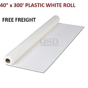 QSD Plastic Party Banquet Disposable Tablecloth Roll White- 300 ft. x 40 in. - Each Roll Covers 36 8' Foot Tables - 12 Pack