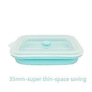 CARTINTS Microwave and Oven Safe 100% Silicone Food Storage Containers Collapsible Bowls with lids, For Travel, Camping or Baking, (800ml, Blue, 1 Pack)