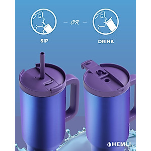 40 Oz Tumbler with Handle and Straw, Insulated Tumbler with Leakproof 2-in-1 Lid and Straw, Reusable and Portable Water and Coffee Stainless Steel Travel Mug, Vacuum Insulated (Iridescent)