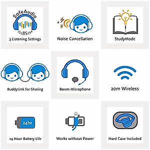 ONANOFF Active Noise Cancelling Bluetooth Headphones for Toddlers and Kids, Volume Limited, Over-Ear, Built in Microphone, 24 Hour Battery Life, Airplanes, School, Games and Video Calls, Sun Yellow