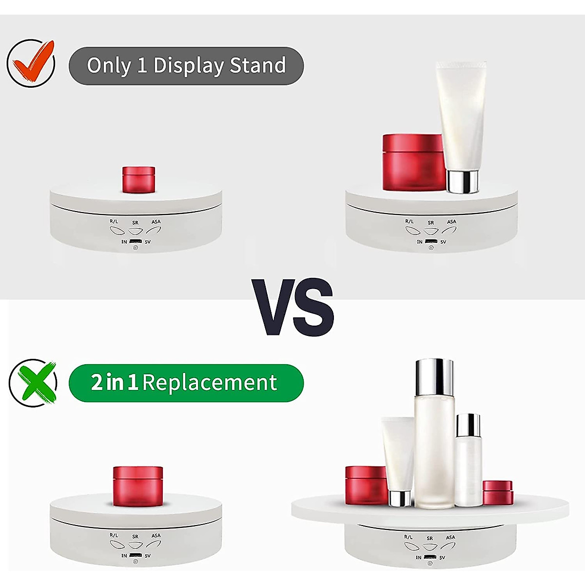 ZLMONDEE 2 In 1 Spinning Rotating Display Stand with Large 8.66 Inch Replacement Cover for Rotating Platform Photography Turntable (White)