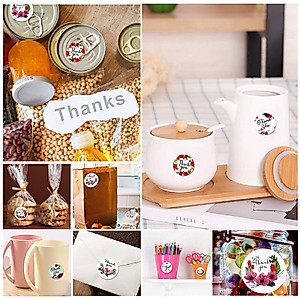 800 Pcs Round Floral Thank You Stickers Roll, 8 Different Design, 1 Inch Thank You for Your Business Stickers for Wedding, Bakeries, Handmade Goods, Small Business Owners, Party