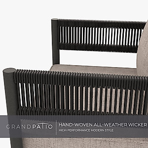 Grand patio 6-Piece Wicker Outdoor Furniture Set with Beige Thick Cushions and Coffee Table, Patio Sofa Conversation Set for Backyard, Balcony, Garden