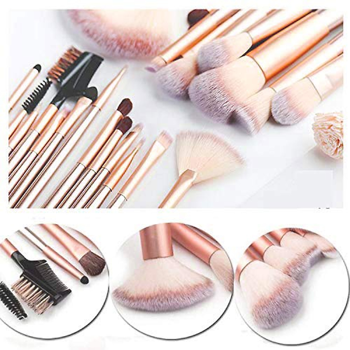 NEVSETPO Makeup Brush Set 24 Pcs Full Face Makeup Set with Beauty Blender Synthetic Foundation Powder Concealers Eye shadows Blush Travel Makeup Brush Sets Case Bag Included