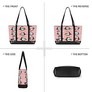 Penguins Laptop Tote Bag for Women Canvas Teacher Tote Bags Travel Work Bag Handbags Purse with Fashion Zipper
