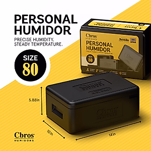 Cbros Humidor 69% Two- Way Humidity Control Box Powered by Boveda, Moisture Absorber, Maintain Freshness and Consistent Temperature Size (Size 80)