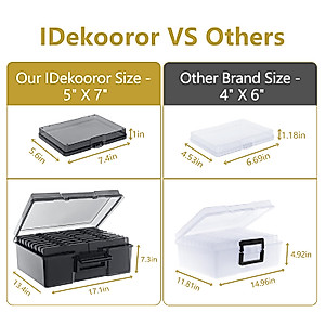 IDekooror Photo Storage Box 5" x 7", 18 Inner Extra Large Photo Case Photo Organizer Acid-Free Photo Boxes Storage, Plastic Craft Storage Box with Handle for Pictures Stickers Stamps Seeds(Black)
