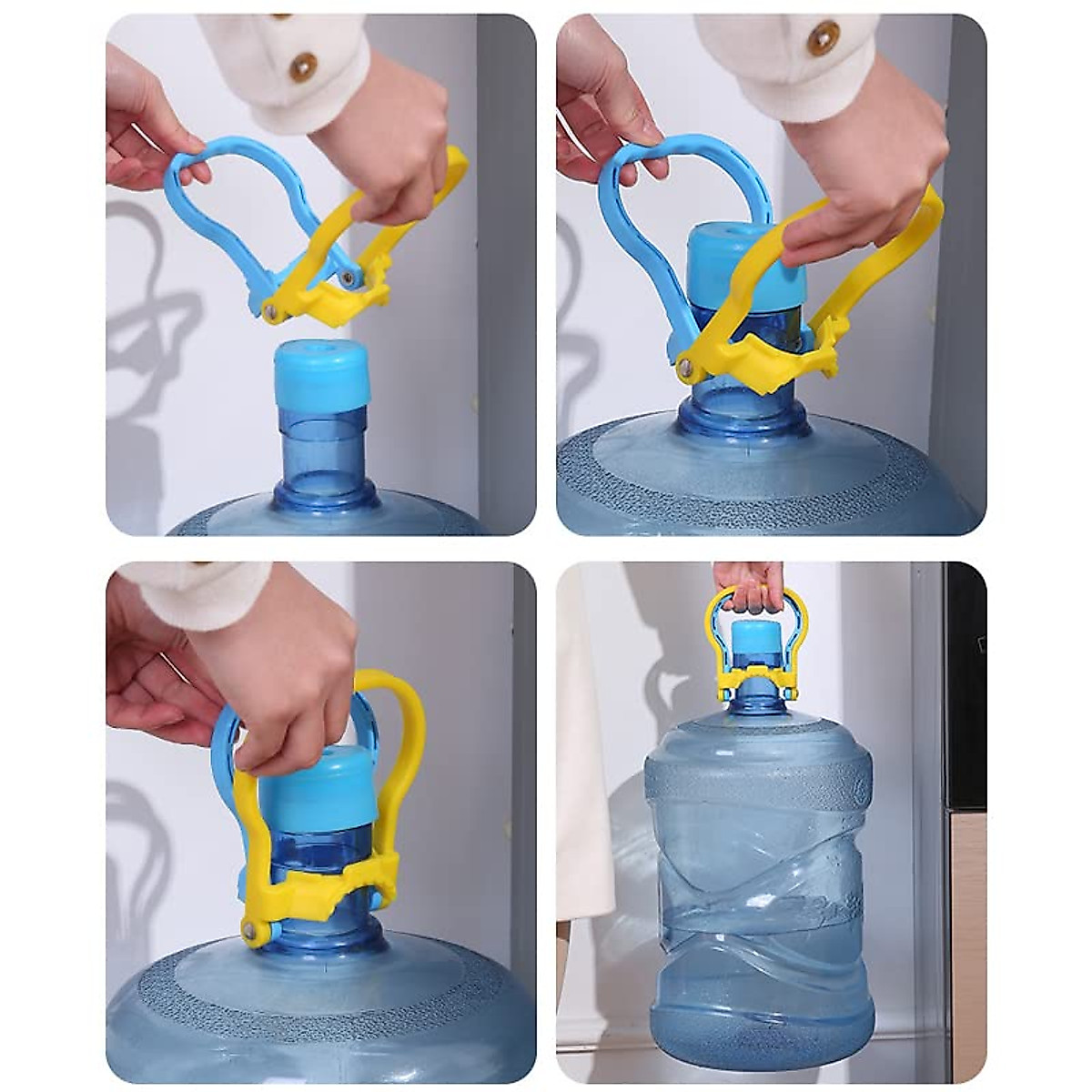 TorSor 2 Pack 5 Gallon Water Bottle Holder Purified Drinking Water Jug Caps Carrier Lift Labor Energy Saving Ergonomic Grip Handle Carrier Non-Slip Holder Lifter Heavy Duty Clip