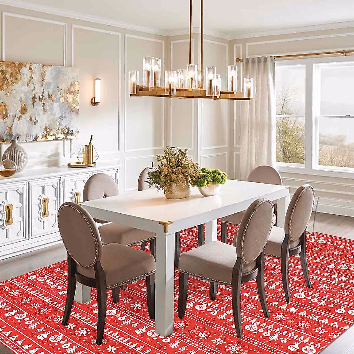 famibay Christmas Area Rug, 8x10 Area Rugs Washable Christmas Rugs for Living Room Large Room Rugs for Under Table, Winter Christmas Carpet Area Rugs for Living Room Bedroom