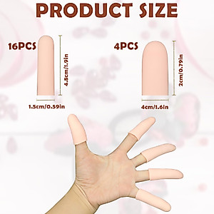 20Pcs Gel Finger Cots Thumb Protector, Silicone Finger Sleeves Cover Protection for Finger Tips, Finger Gloves Caps Finger Protectors for Wounds Hand Eczema, Finger Arthritis, Finger Cracking (Nude)