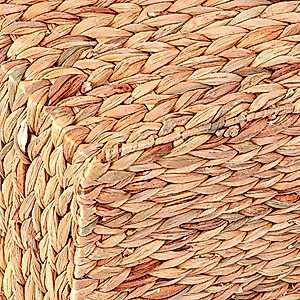 Vintiquewise Water Hyacinth Wicker Large Square Storage Laundry Basket with Handles