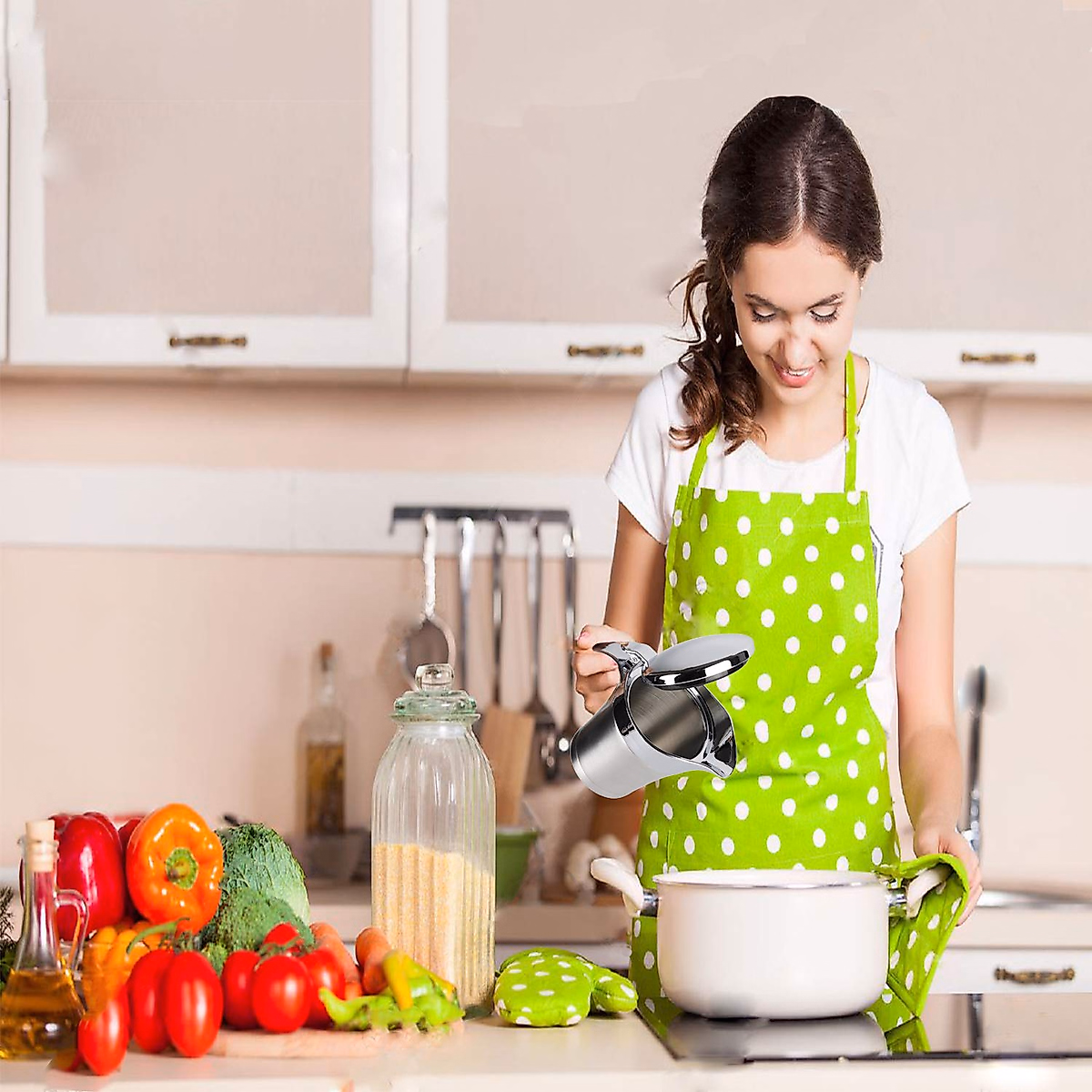 IAXSEE Gravy Boats, Gravy Warmer, Double Wall Stainless Steel Make, Creamer Pitcher and Caramel Sauce for Coffee, 16 oz Stainless Steel Pitcher (16 oz)