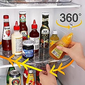Yatmung Long Square Lazy Susan Turntable for Refrigerator - 16.5 Inch Clear Rectangular Lazy Susan Storage - Cabinet, Countertop, Pantry, Kitchen - Large Fridge Lazy Susan Organizer Rectangle