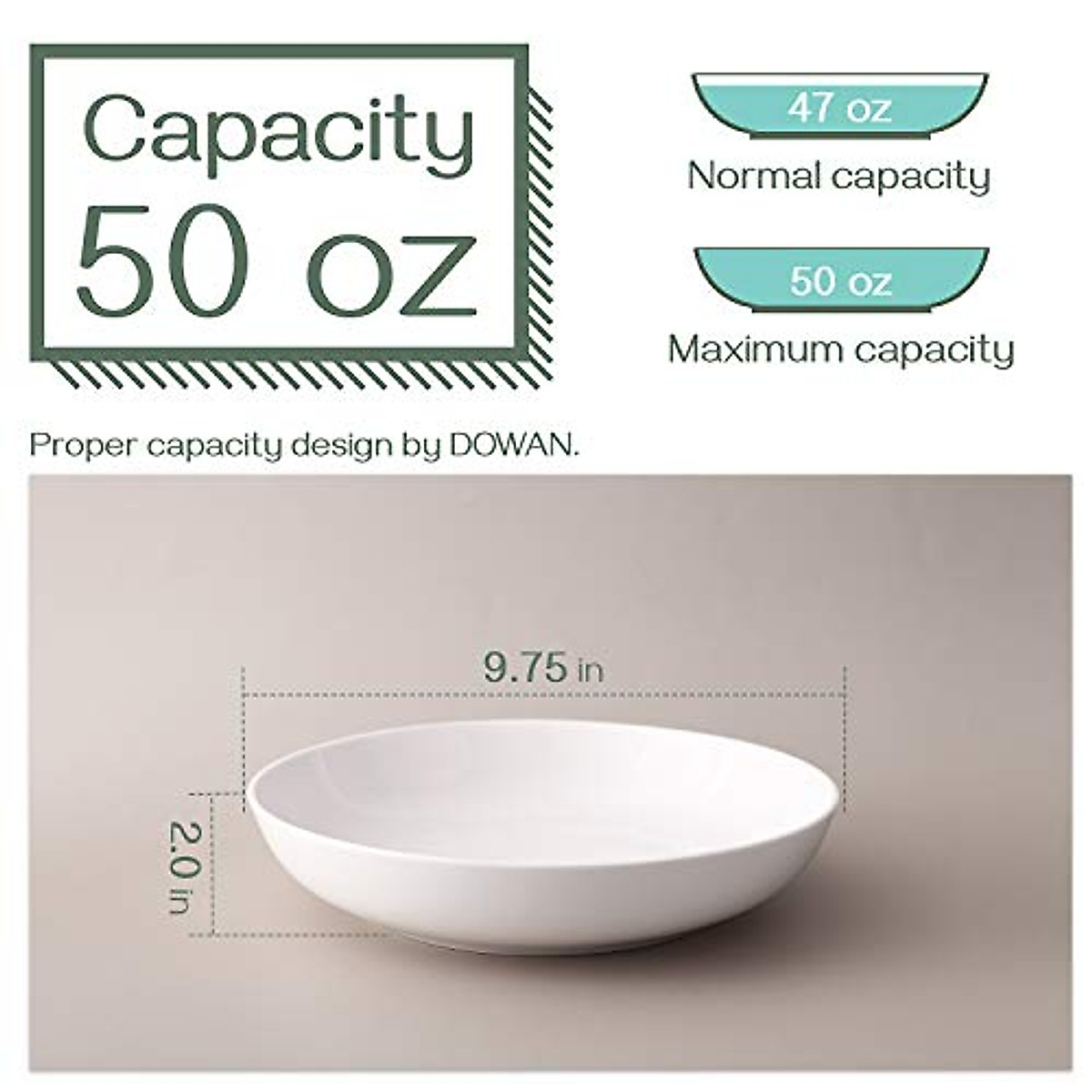 DOWAN 50oz Pasta Bowls Set of 4 + 39 oz Large Soup Bowls Set of 4