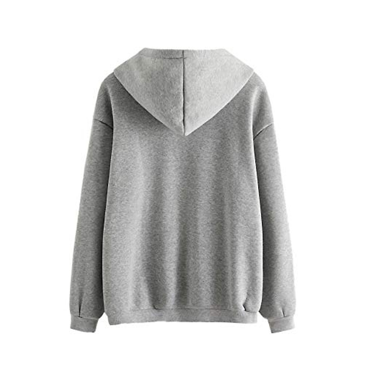 SweatyRocks Women's Casual Heart Print Long Sleeve Pullover Hoodie Sweatshirt Tops Grey XL