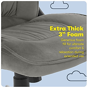 Serta Executive Office Chair Ergonomic Computer Upholstered Layered Body Pillows, Contoured Lumbar Zone, Base, Fabric, Black/Grey