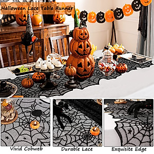 Black Halloween Table Runner Decor: Spider Web Black Table Linens 2 Packs 18 x 72 Inches Lace Runners for Halloween Party Dinner Fireplace Supplies