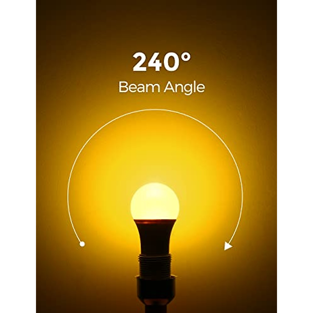 LOHAS Yellow LED Bug Light Bulbs Outdoor, Dusk to Dawn Sensor Yellow Bug Light Bulb Outside, A19 Amber Porch Light Non-Attracting, 40W Equivalent 2000K E26 Auto On/Off, for Patio Deck Backyard, 4 Pack