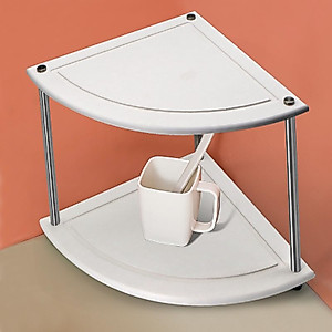 2 Tier Water Absorbing Stone Tray for Sink, Diatomaceous Earth Fast Drying Stone Sink Caddy Tray for Bathroom Kitchen -White