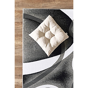 Glory Rugs Modern Large Area Rug 8x10 Gray Swirls Carpet Bedroom Living Room Contemporary Dining Accent Sevilla 4816