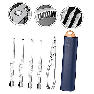 BESTonZON 5pcs Crab Eating Tool Home Tools Cocktail Kit Pooper Scooper Metal Crab Leg Opener Crackers Picks Tools Seafood Crackers Crab Leg Scissor Crab Scissor Crab Scissor Pick Lobster Nut