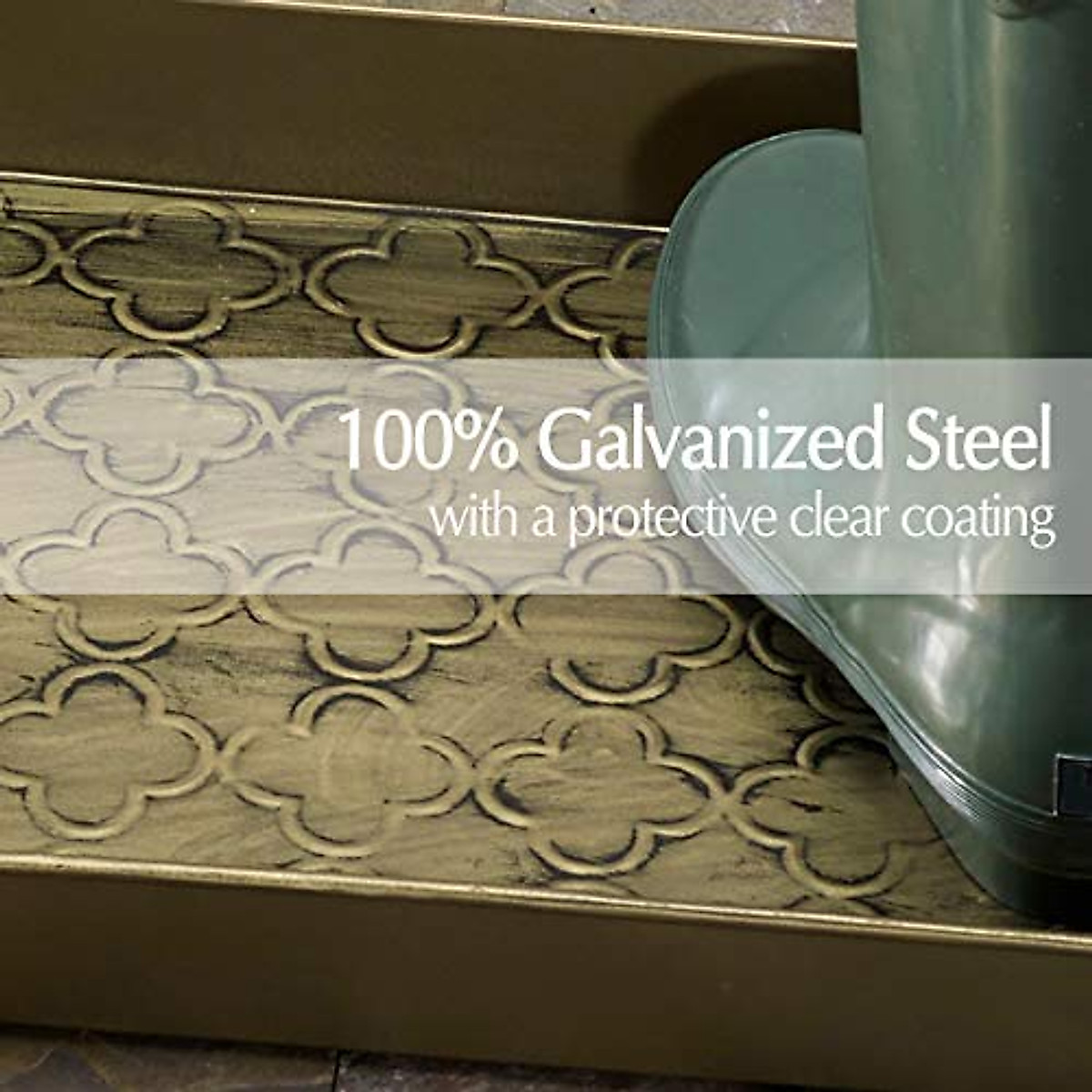 HF by LT Enchanted Scroll Pattern Metal Boot, 30 x 13 inches, Antique Zinc Finish