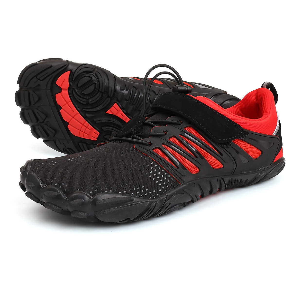 WHITIN Men's Trail Running Shoes Minimalist Barefoot Wide Width Toe Box Gym Workout Fitness Low Zero Drop Parkour Road Sport Beach Black Red Size 12