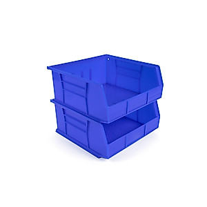Hudson Exchange 11" x 11" x 5" Plastic Stackable Storage Bin and Hanging Container (Blue)