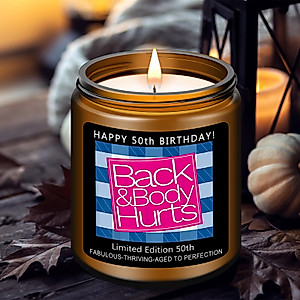 Homsolver 50th Birthday Gifts For Her Him, Happy 50th Birthday Candles Gift For Women Men, Funny 50 Years Old Decorations Ideas- Lavender Candle