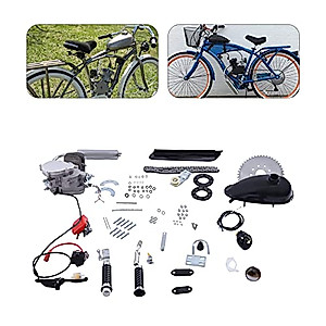 Futchoy 100cc 2-Stroke Bicycle Gasoline Engine Motor Kit Single Cylinder Air-Cooled Hydraulic Handle Motorized Bicycle Gas Engine Motor Kit for Bicycle Over 21 Inches Black