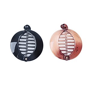 Sowaka 2 Pcs Small Banana Hair Clip Comb Fashion Locking Round Plastic Fishtail Hair Clip Grips Ponytail Holder for Women Girls Hair Styling Long Straight Curly Thick Hair (Black and Brown)