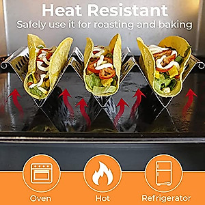 ORIGENUIN Set of 4 Premium Stainless Steel Taco Holder Racks | Taco Holder Plate Shell Stands, Stylish Taco Tray Easy Filling & Serving | Grill-Oven, Dishwasher Safe