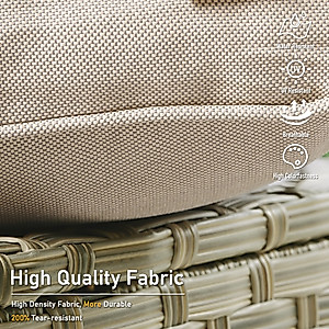 HOOOWOOO 5 Piece Patio Furniture Conversation Sets with Swivel Rocking Chairs,Outdoor Wicker Furniture with LED Tablet,All Weather Resistant High Back Rattan Conversational Set(Beige Tan)