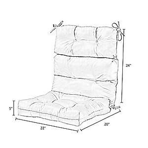 Greendale Home Fashions Outdoor 44 x 22-inch High Back Chair Cushion, Set of 2, Arctic