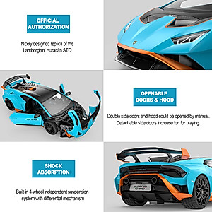 Lamborghini RC Car Rastar R/C 1/14 Lamborghini Huracán STO Model Car Blue Lamborghini Toy Car 2.4Ghz Remote Control Car for Boys 8-12