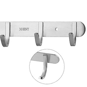 NHENY Hat and Coat Wall Mount Rack 6 Hooks for Robes, Bags, Keys, and Towels Bathroom Towel Hanger Organizer, 304 Stainless Steel Brushed Nickel