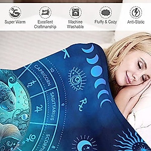 Custom Pisces Blanket Gifts, 50"x40" Rectangular Flannel Zodiac Throw Blanket Cozy, Personalized Blankets Gift for Boys Girls Teen Women Men Tarot Cards Lovers Birthday Anniversary Festival